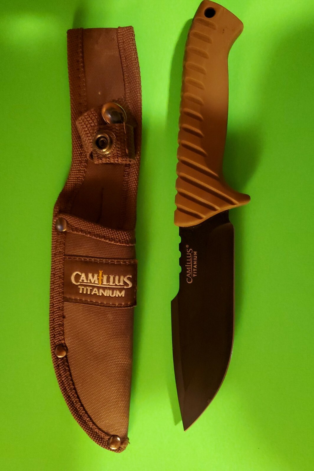 Camillus Titanium 440 Tan Fixed Blade Knife | eBay