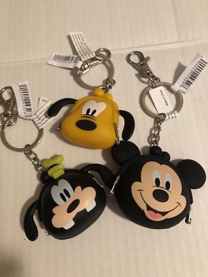 Lot of 3 - Disney Emoji Mickey Pluto Goofy Key Chain Silicone Mini Coin ...