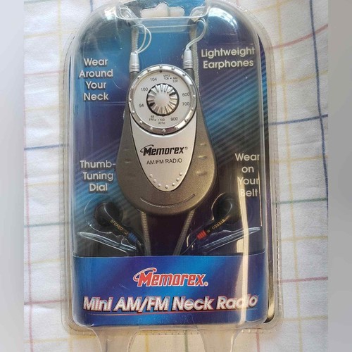 New vintage old stock Memorex mini am/fm neck radio w/headphones | eBay
