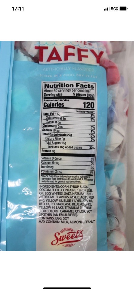 Sweets Salt Water Taffy Assorted Chews 4 lbs 10 Flavor Taffy Bulk Bag Candies | eBay