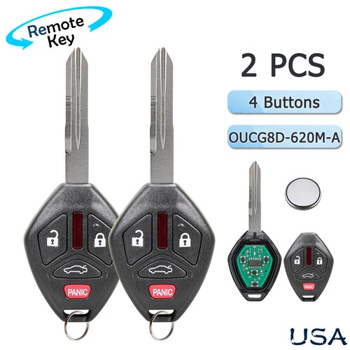 2 For 2006 2007 Mitsubishi Eclipse Remote Car Key Fob OUCG8D-620M-A 4 ...