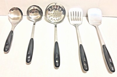 5pcs SET Stainless Steel Chinese Cookwares Soup Ladle, Strainer, turner ...