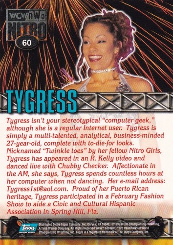 Tygress 1999 WCW Nitro Girls Trading Card #62 WWE WWF Topps Dancer NWO ...
