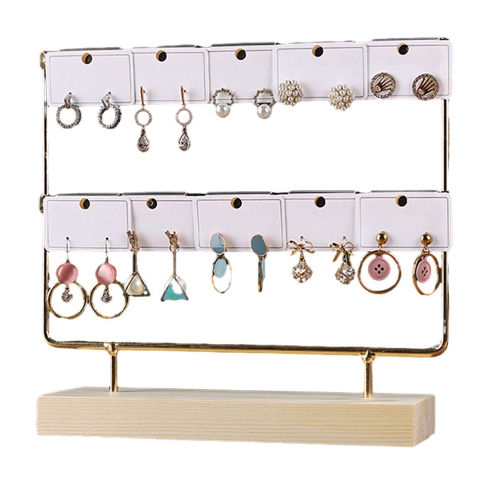 Stylish Solid Wood Iron Earring Storage Stand for Chic Jewelry Display ...