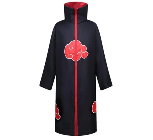 Naruto Akatsuki Size S Cloak Robe Cape Jacket Cosplay Anime Red Cloud ...