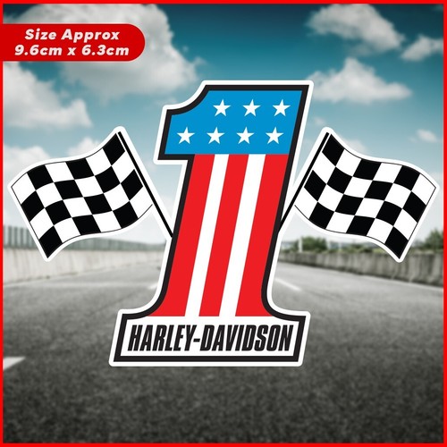 Harley Davidson 1 Sticker USA Race Flag Motorcycle Logo Laptop Mancave ...