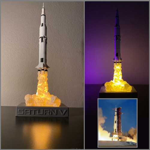 Saturn V Rocket Lamp 3D Print Office Decoration. 16.15" Height Desk ...