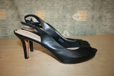 Via Spiga Black Leather Open Toe Slingbacks 12 M | eBay