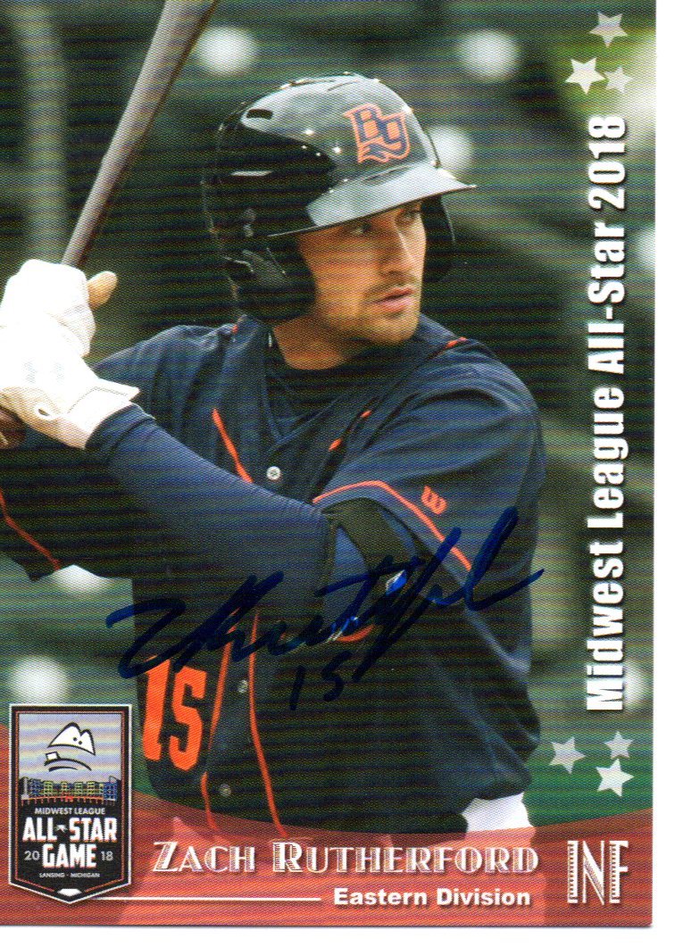 Zach Rutherford 2018 Bowling Green Midwest League All Star Game Signed ...