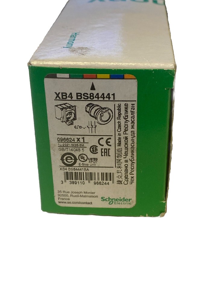 Schneider XB4BS84441 Emergency Stop Push Button Latching Rotary Release ...