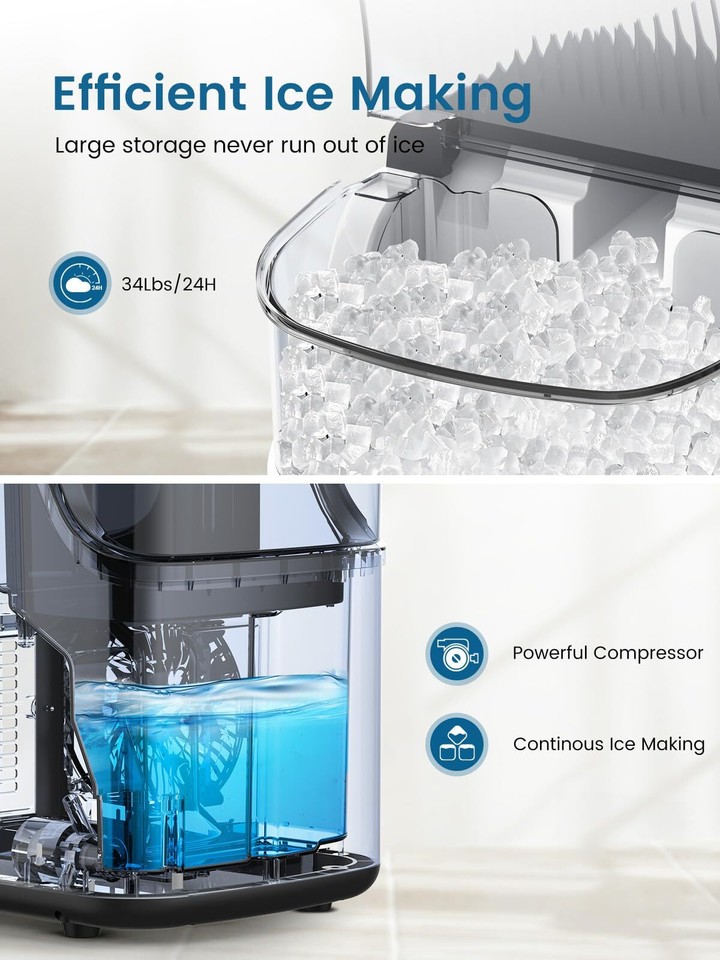 COWSAR Nugget Ice Makers Countertop, Soft Chewable Crushed Ice Maker ...