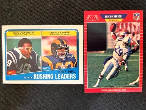NFL - Eric Dickerson 1988 Topps Rushing Leaders & 1989 Pro Set Football ...