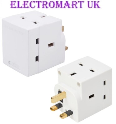 3 WAY GANG MULTI PLUG 13A 13 AMP PLUG IN SOCKET ADAPTOR WHITE | eBay UK