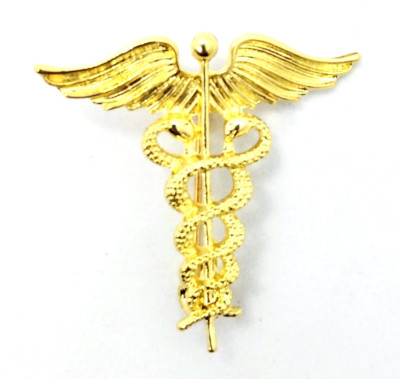 CADUCEUS MEDICAL PIN Golden Medicine/Health Staff Snake Symbol Gift ...