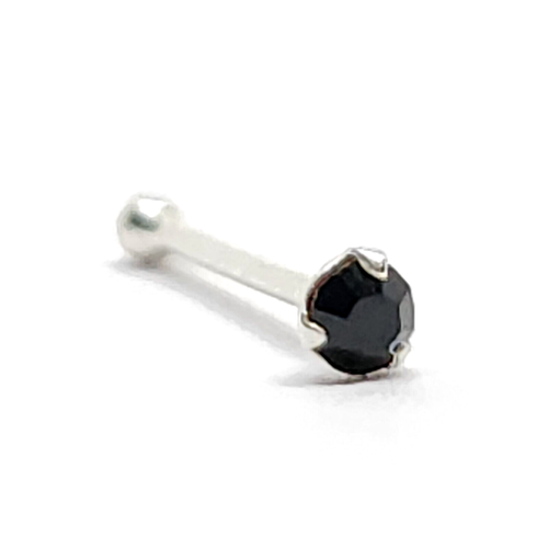 Nose Stud Black Onyx Tiny Tri Claw Set Gemstone 22g (0.6mm) 925 Silver ...
