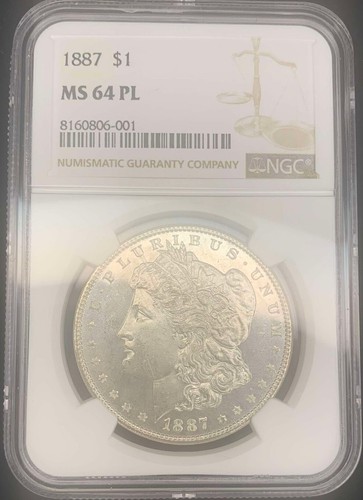 1887 $1 MORGAN DOLLAR - PCGS MS 64 PL, PROOF LIKE W/ STRONG MIRRORS! | eBay