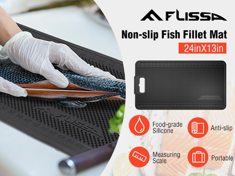 FLISSA 24"*13" Nonslip Fish Fillet Mat Portable Fish Cleaning Mat Large ...