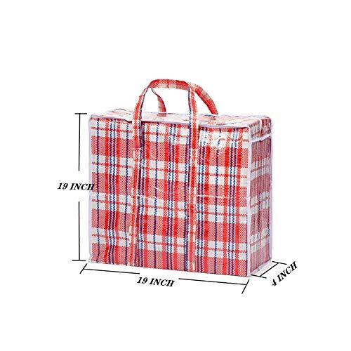 Set of 6 Large & Jumbo Plastic Checkered Laundry Bags with Zipper and ...