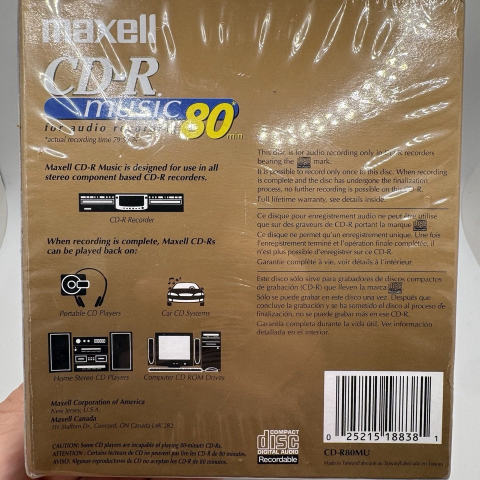 Maxell CD-R Music Blank Media Discs 80min Pack Of 20 w/Slimline Jewel ...