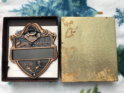 Vintage SQUIRE HERALDIC DOOR PLAQUE w/ Box Personalized UNUSED Bronze ...