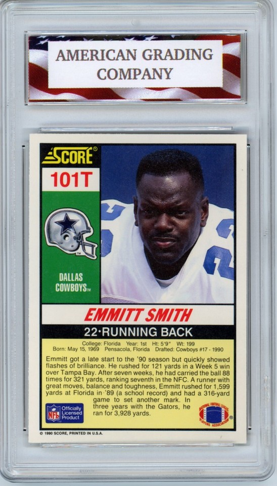 1990 Score Supplemental #101T Emmitt Smith Rookie Card AGC 10 Gem Mint ...