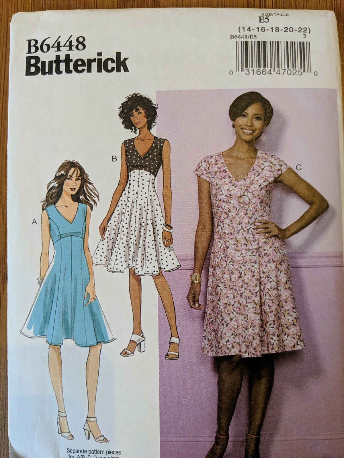 Butterick 6448 B6448 Dress fit & flare different cup sizes pattern SZ ...