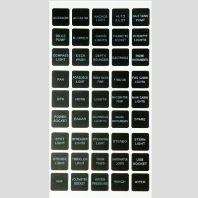45x Rocker Switch Label Sticker Circuit Fuse Panel Decal Marine Boat ...