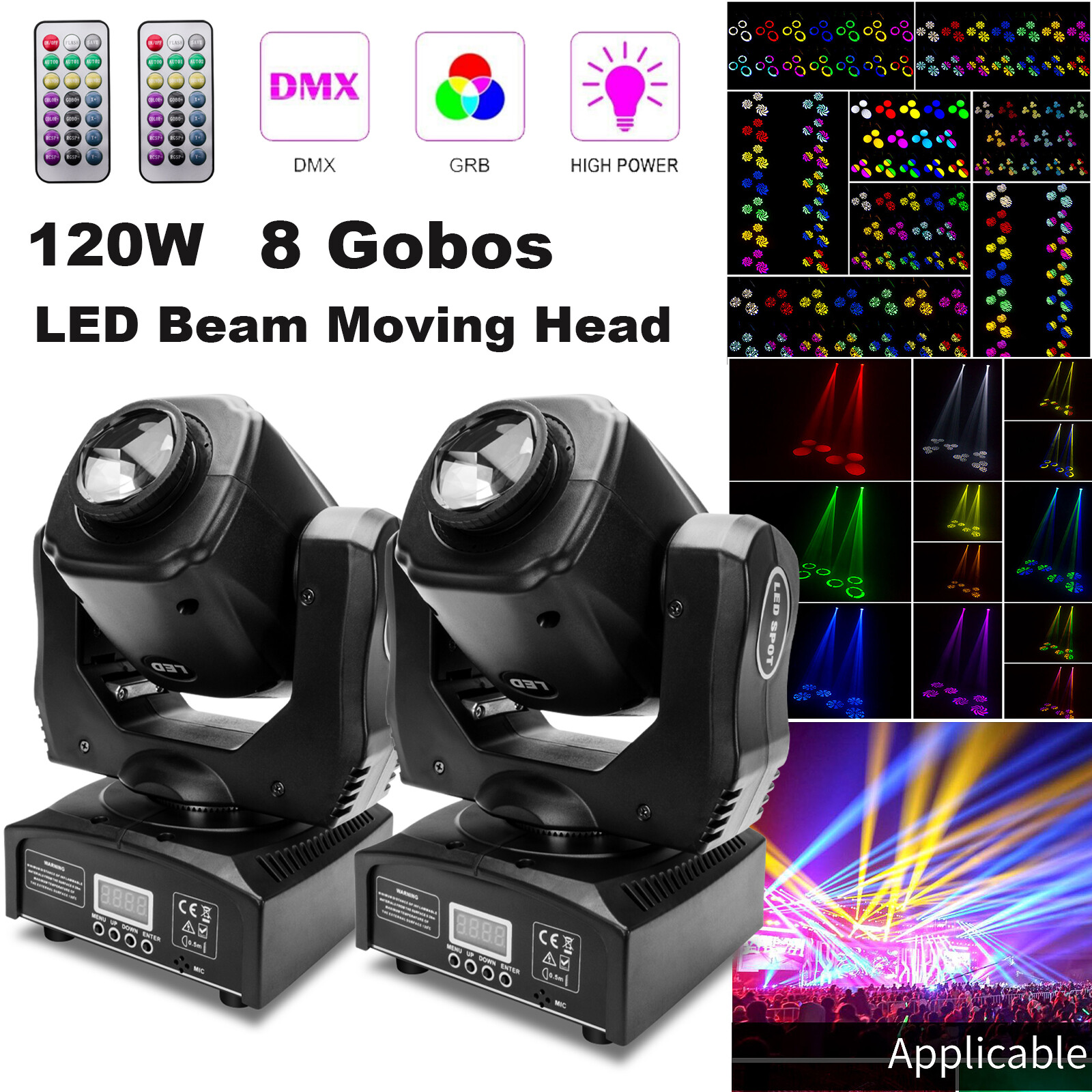 4X 120W LED Beam Moving Head Bühnenlicht RGBW GOBO Spot DMX DJ Disco ...