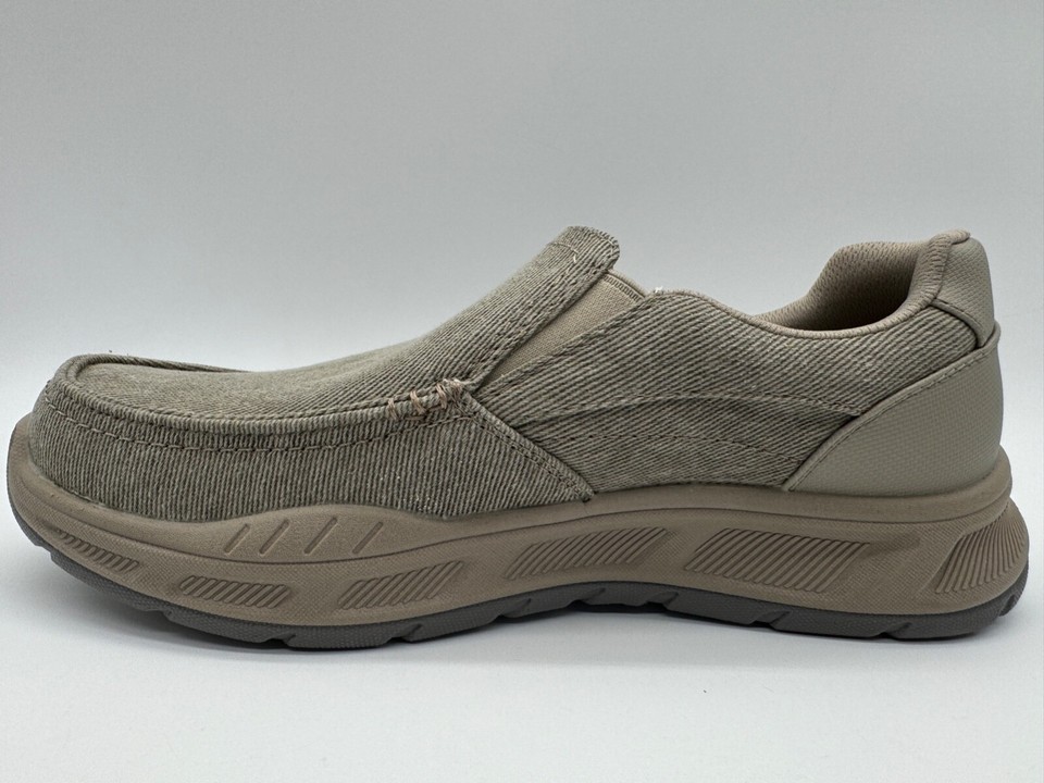 NEW Skechers Cohagen Canvas Slip On Men memory foam Shoe SZ 13 in Taupe ...