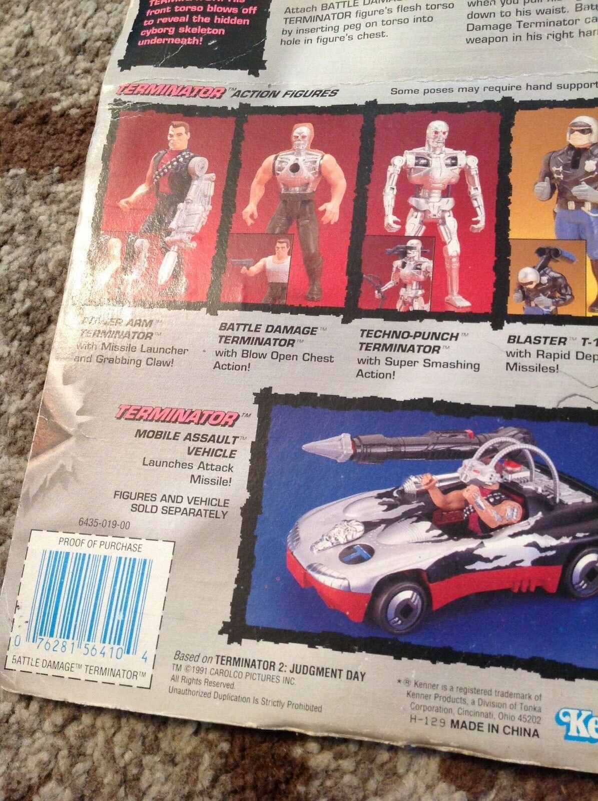 Vintage 1991 Terminator 2 T2 Kenner T-1000 Action Figure Card Back *WoW ...