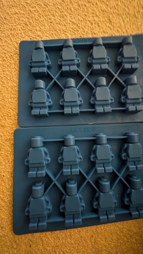 2 Lego Mini Figure Silicone Mold Tray Blue Chocolate Candy Ice Cubes ...