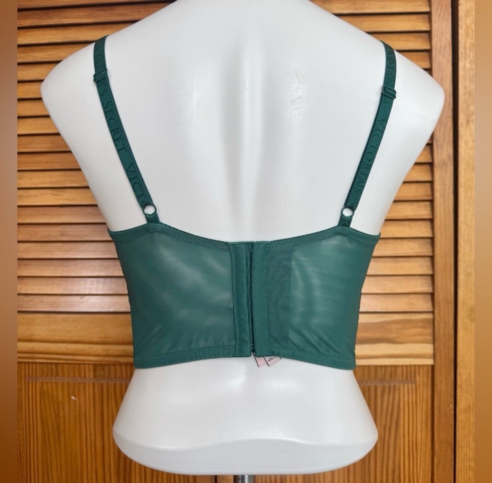 Victorias Secret 34DD Body By Victoria Longline Hunter Green Lined Demi ...