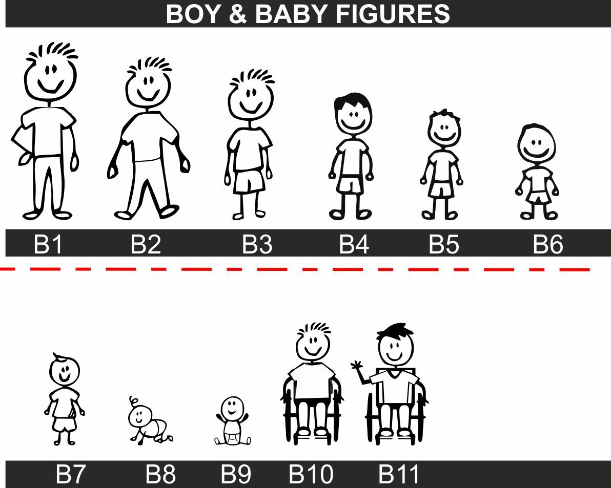 Stick Figure Family Of 7 People