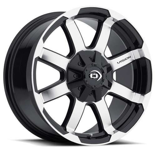 4 New 16x8 Vision 413 Valor Black Machined 5x114.3 5x127 5x4.5 5x5 ET0 ...