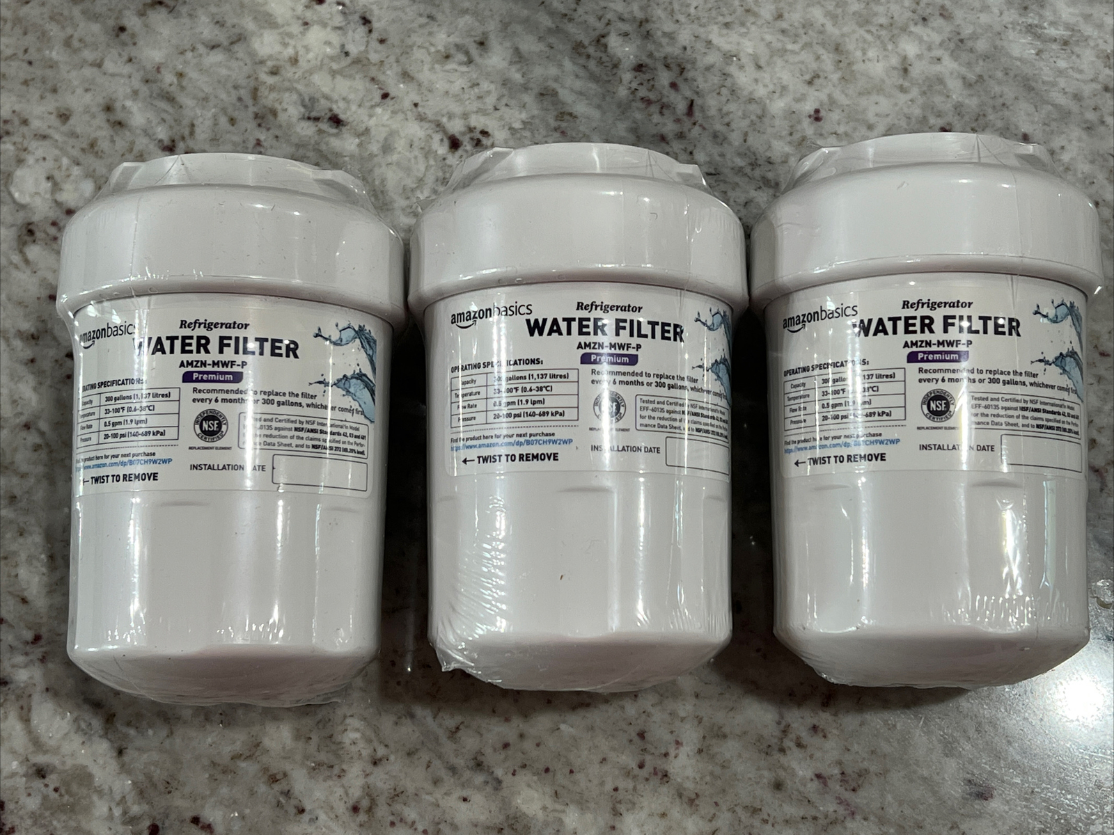3 GE Amazon Basics Refrigerator SmartWater MWF Water Filters LOWEST ...