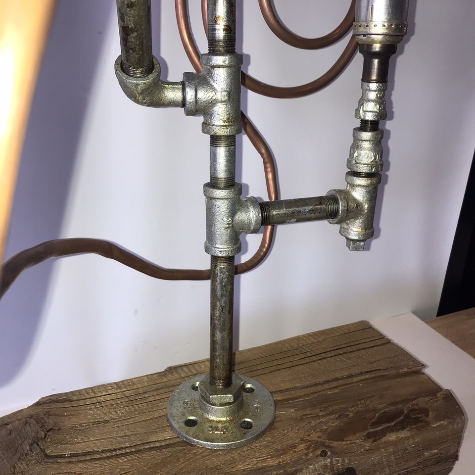 Custom Made Steampunk Lamp Copper Man Cave Auto STOVEWKS Light FUNKY ...