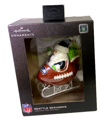 Hallmark Seattle Seahawks Santa Football Sleigh Black Box NFL Xmas ...