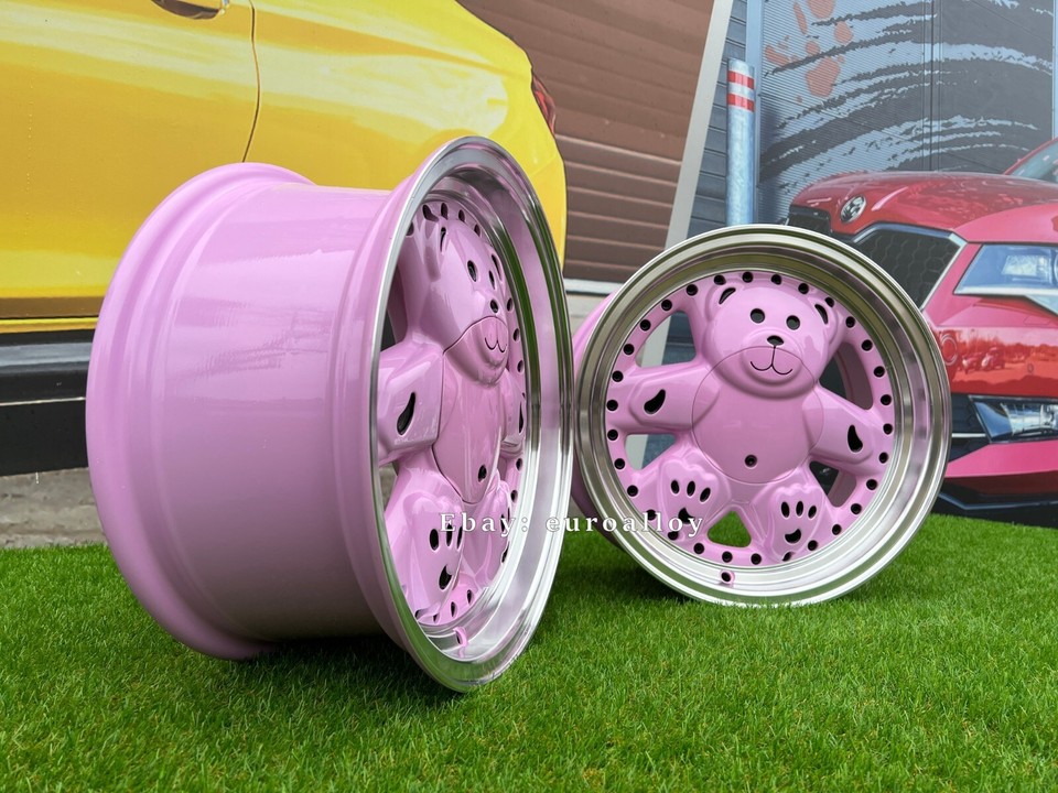15" 4X100 RONAL URS TEDDY BEAR old school PINK wheels for VW HONDA JDM ...