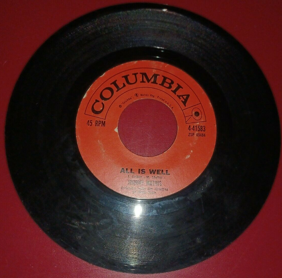 Vintage 45RPM Record : Johnny Mathis, All is Well /StarBright ...