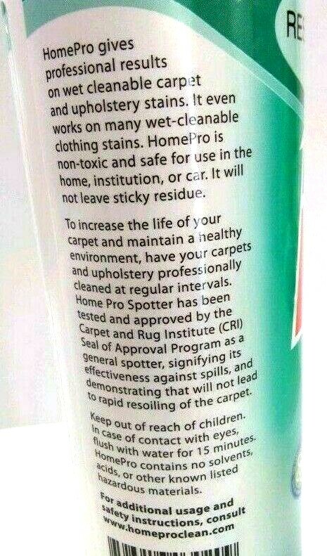 12oz. HOME PRO SPOTTER PROFESSIONAL CARPET SPOT REMOVER BRAND NEW ...