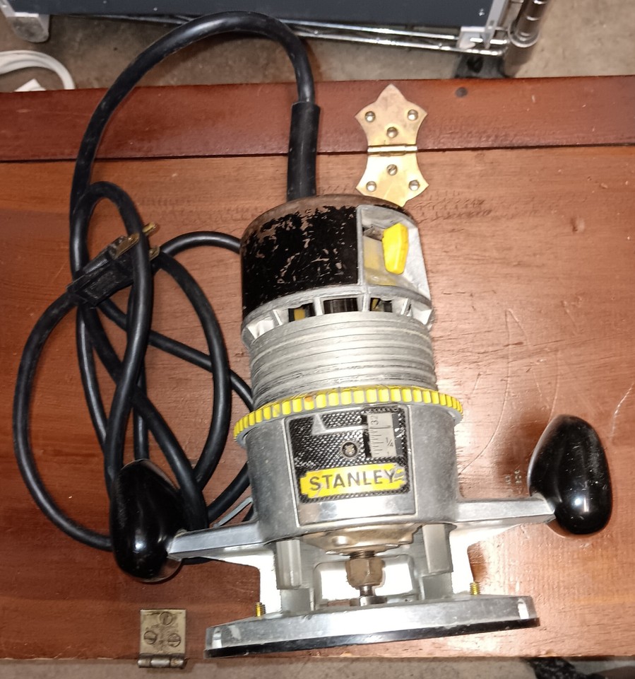 Vintage Stanley H258-A Router w/Guide & Cutters in HM Wood Box | eBay