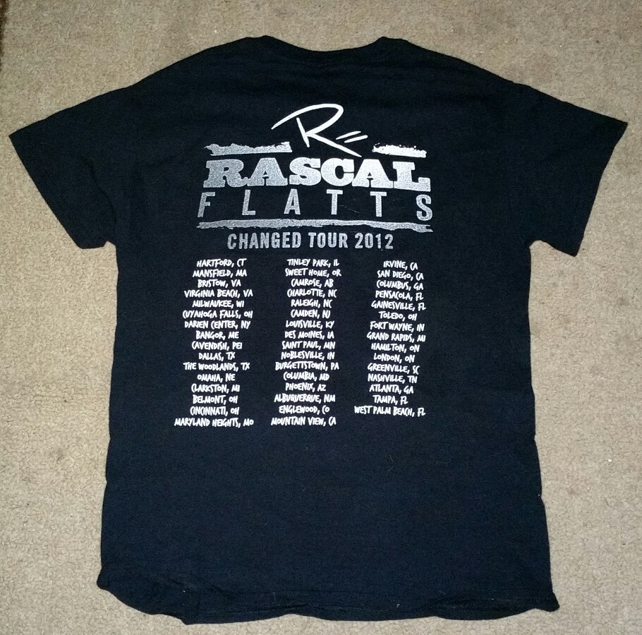 Rascal Flatts Changed Tour 2012-2013 t-shirt mens S Concert COUNTRY ...