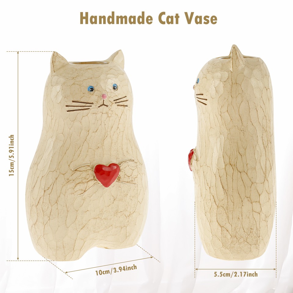 Handmade Cat Vase Exquisite Cat Shaped Flower Vase Cat Statue ...