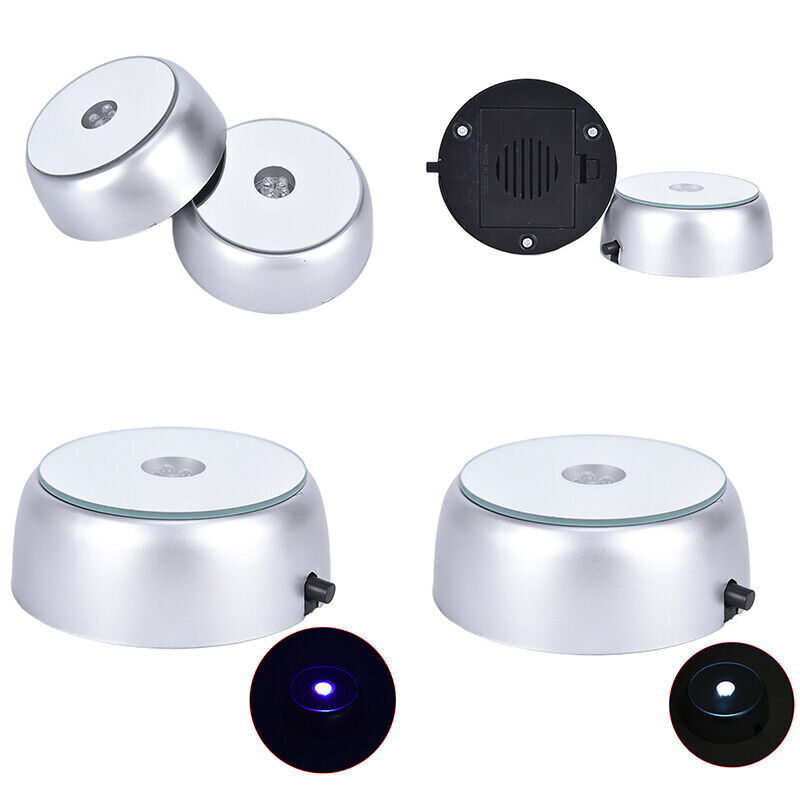 1pc 4 LEDs Luminous Base Light Crystal Glass Display Colorful Round ...