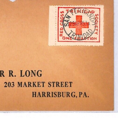 TRINIDAD RED CROSS Cover San Fernando USA PA Harrisburg 1953{samwells ...
