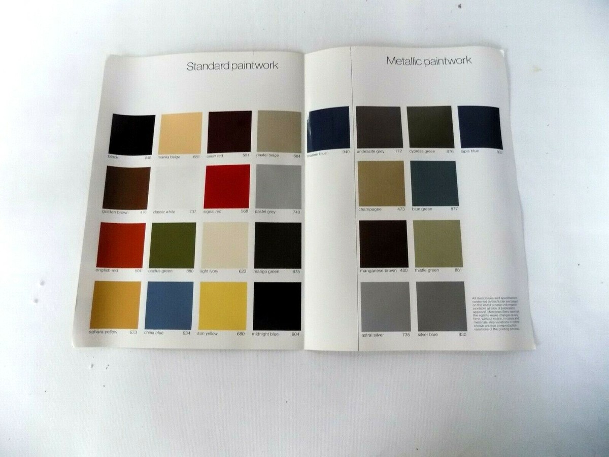 Mercedes W124 Color Codes And Names Chart Pdf Download - Infoupdate.org