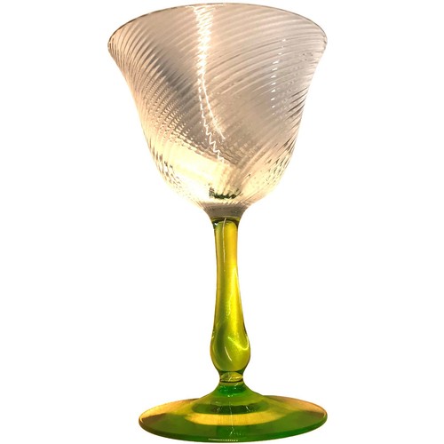 Vintage Depression Swirl Green Stemmed Cordial, Pony Glass (vaseline ...