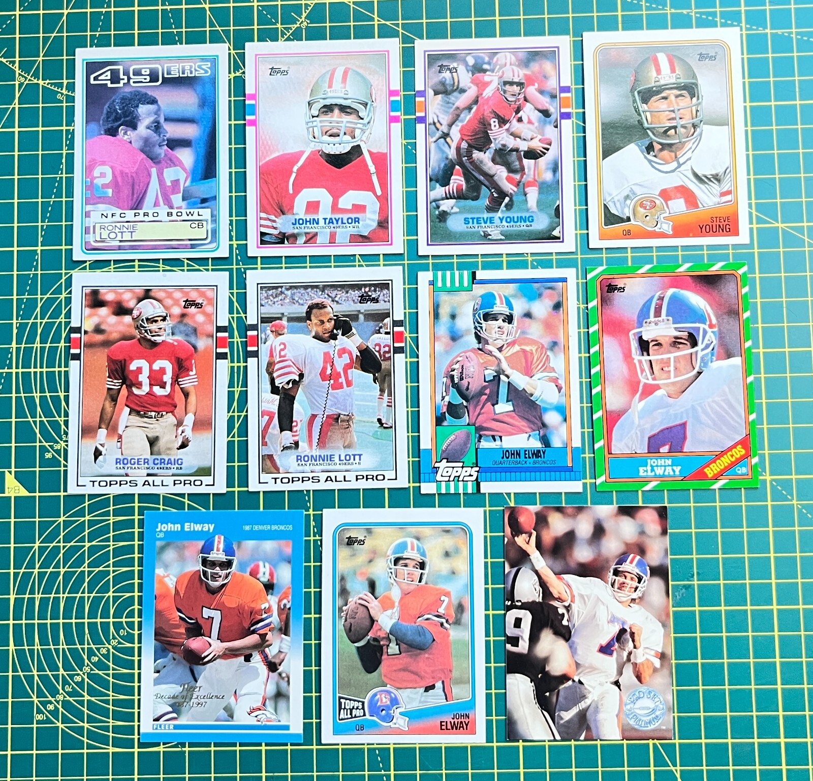 LOT of 11 heros stars HOFs NFL cards ELWAY LOTT YOUNG CRAIG etc | eBay