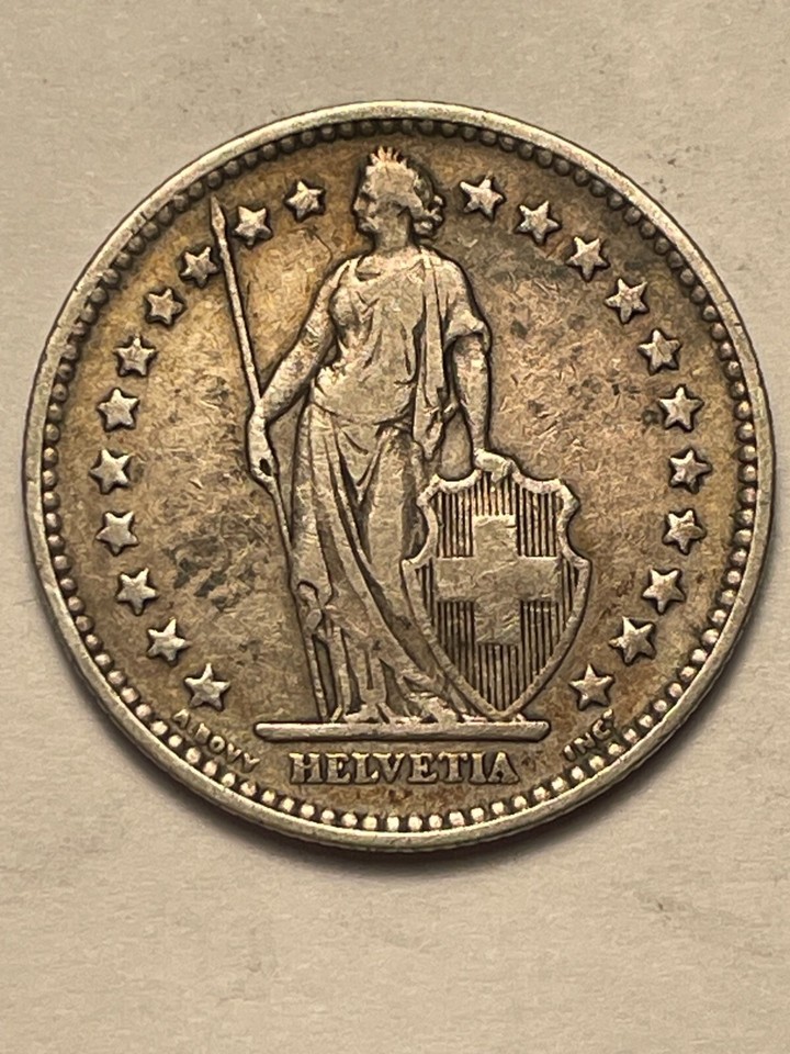 1901B 1901 B Switzerland 2 Francs NICE SILVER COIN! KEY DATE! SHIPS ...