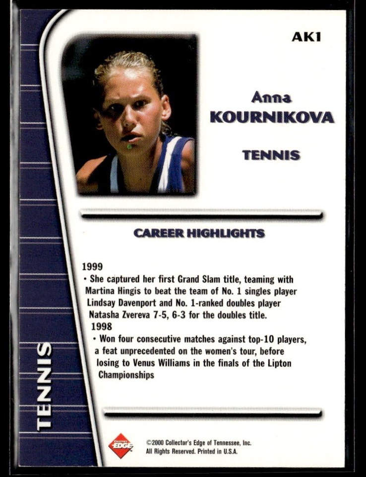 Anna Kournikova 2000 Collectors Edge #AK1 Tennis Card WTA 0501R | eBay